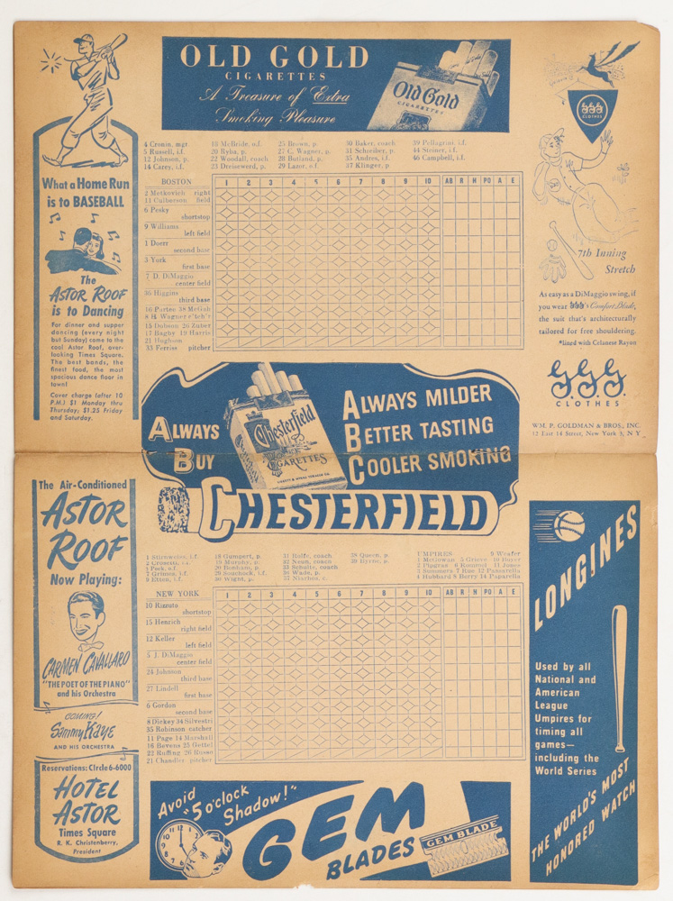 1946 Yankee Stadium Official Program & Score Card | Pristine Auction