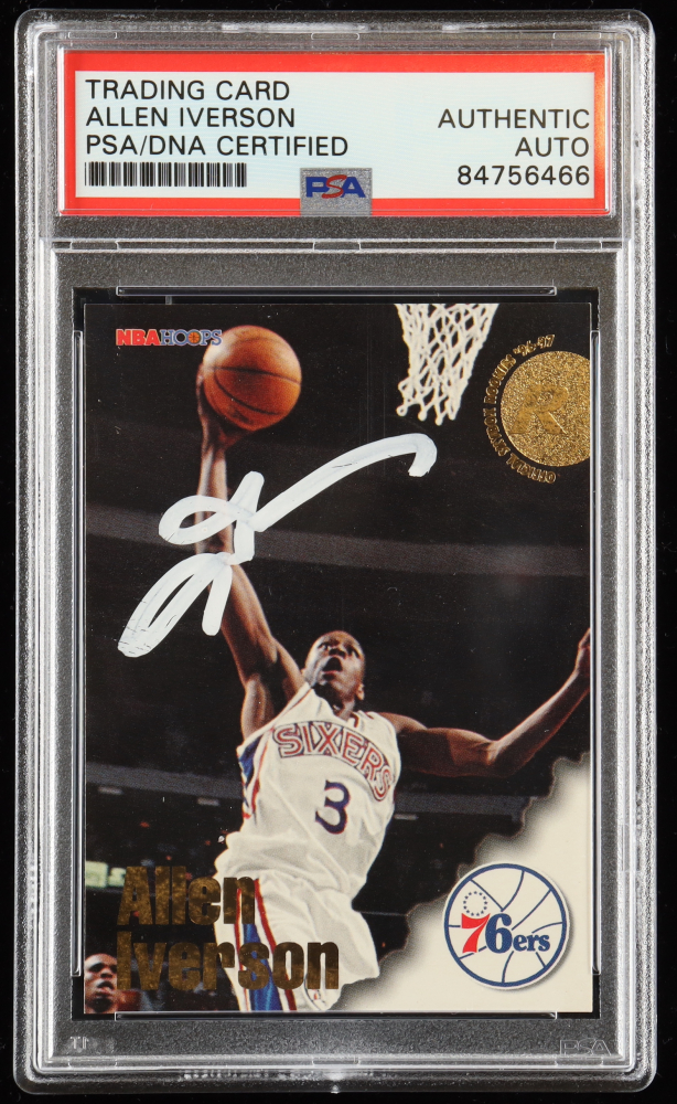 Allen Iverson Signed 1996-97 Hoops #295 RC (PSA) | Pristine Auction