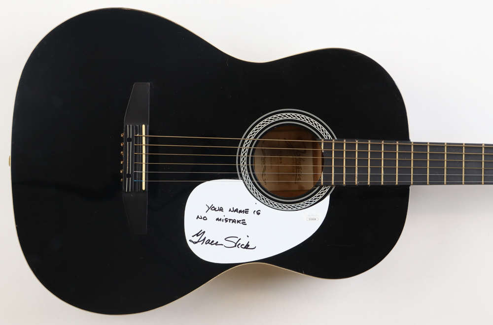 Grace Slick Signed Full-Size Acoustic Guitar Inscribed "Your Name Is No ...