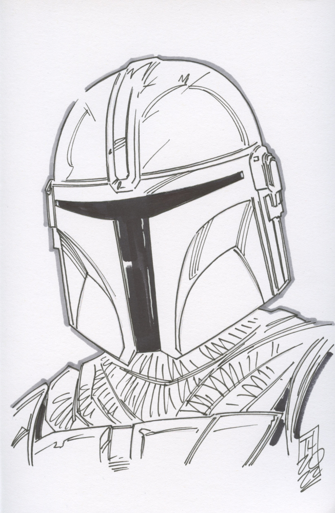 Din Djarin | Star Wars - Signed ORIGINAL Drawing by Tom Hodges (1/1 ...