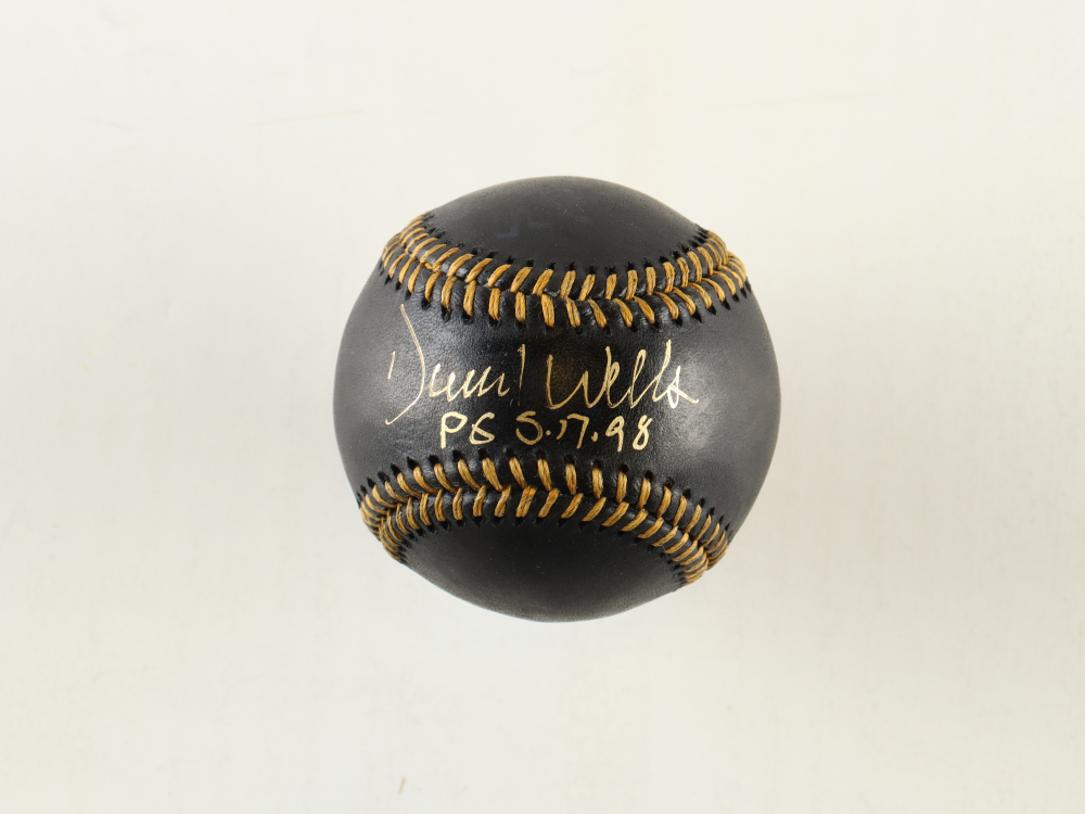 David Wells Signed OML Black Leather Baseball Inscribed "P.G. 5.17.98 ...