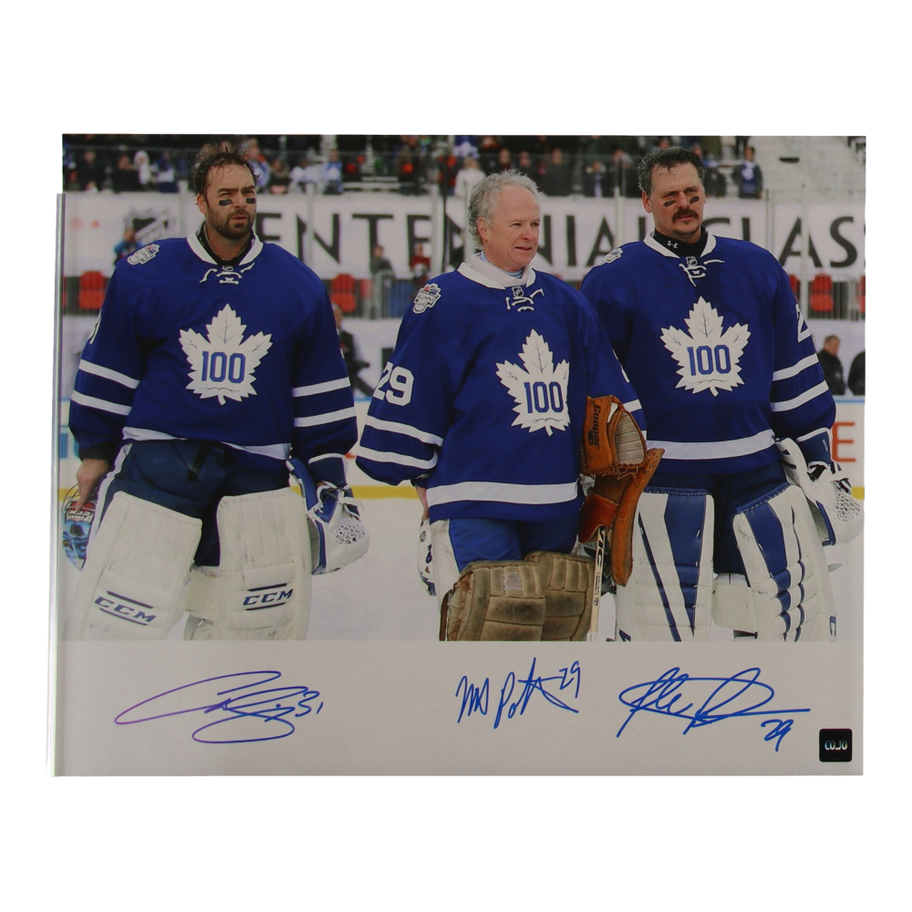 Felix Potvin, Curtis Joseph & Mike Palmateer Signed Maple Leafs 11x14 ...