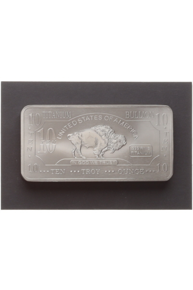 Ten Troy Ounce "Buffalo" .999 Fine Titanium Bullion Bar | Pristine Auction