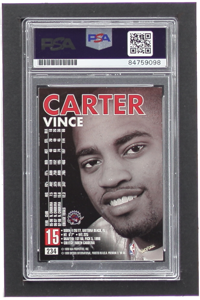 Vince Carter Signed 1998-99 SkyBox Premium #234 RC (PSA) | Pristine Auction