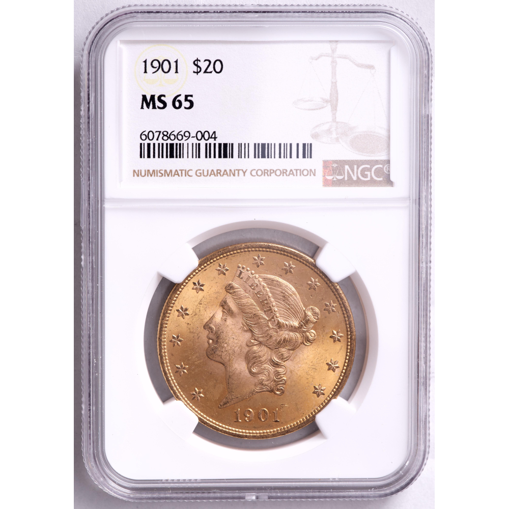 1901 Liberty Head Double Eagle $20 Twenty-Dollar Gold Coin (NGC MS65 ...