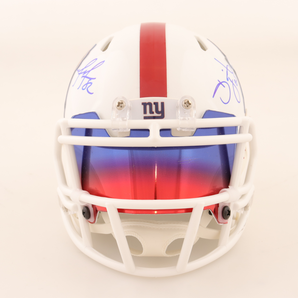 Mario Manningham & David Tyree Signed Super Bowl XLVI Logo Speed Mini ...