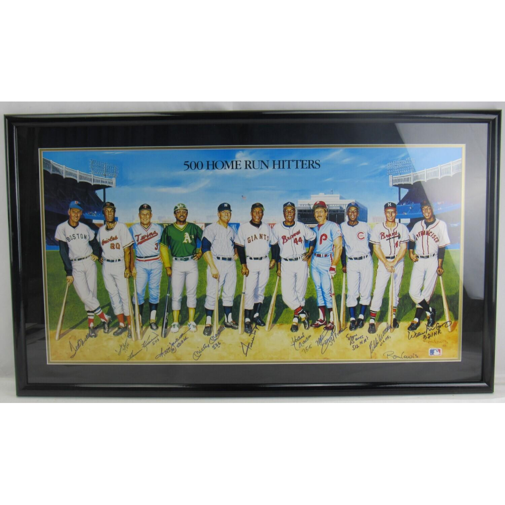 500 Home Run Club Custom Framed Photo Signed By (11) with Mickey Mantle ...