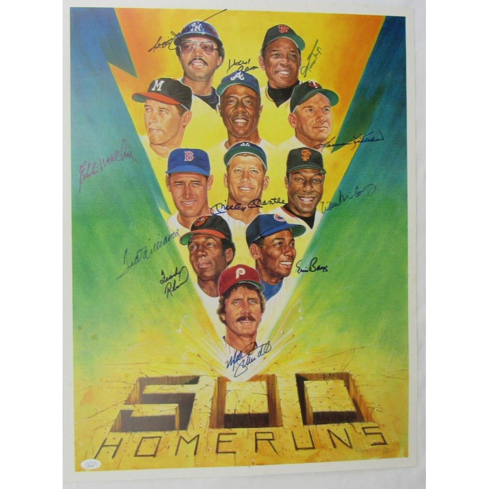 500 Home Run Club 16x20 Photo Signed By (11) with Mickey Mantle, Hank ...