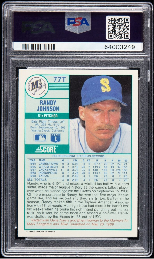Randy Johnson Signed 1989 Score #77T RC (PSA 9) | Pristine Auction
