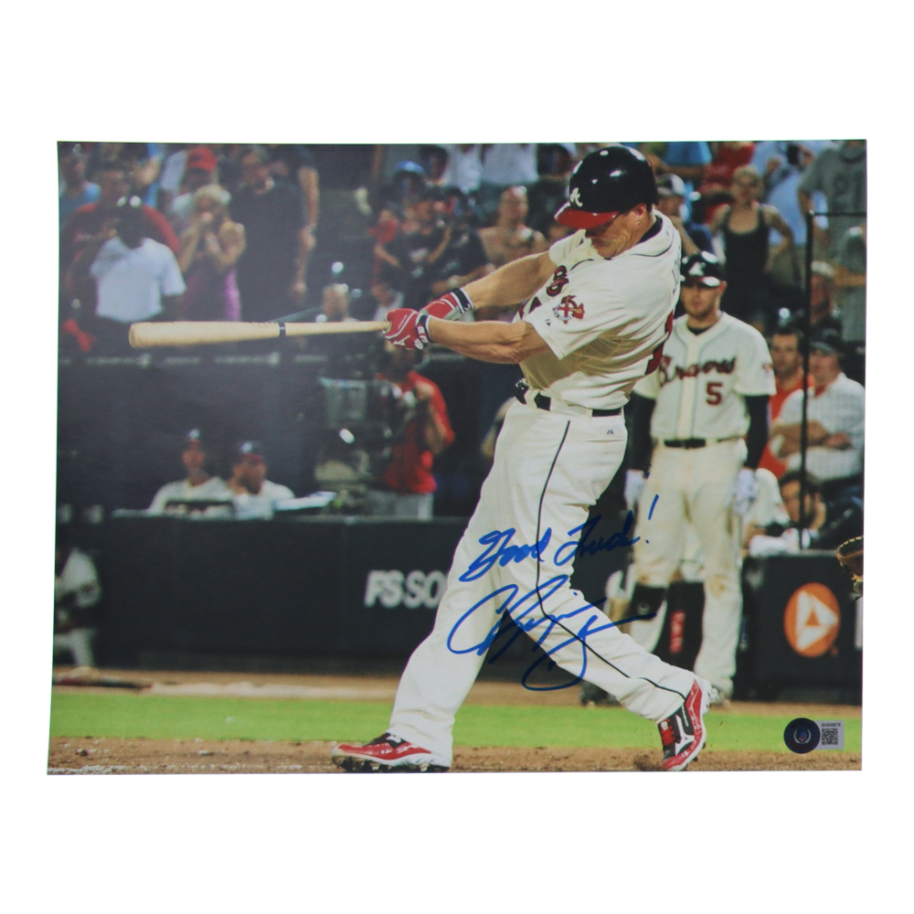 Chipper Jones Signed Braves 11x14 Photo Inscribed "Good Luck!" (Beckett ...