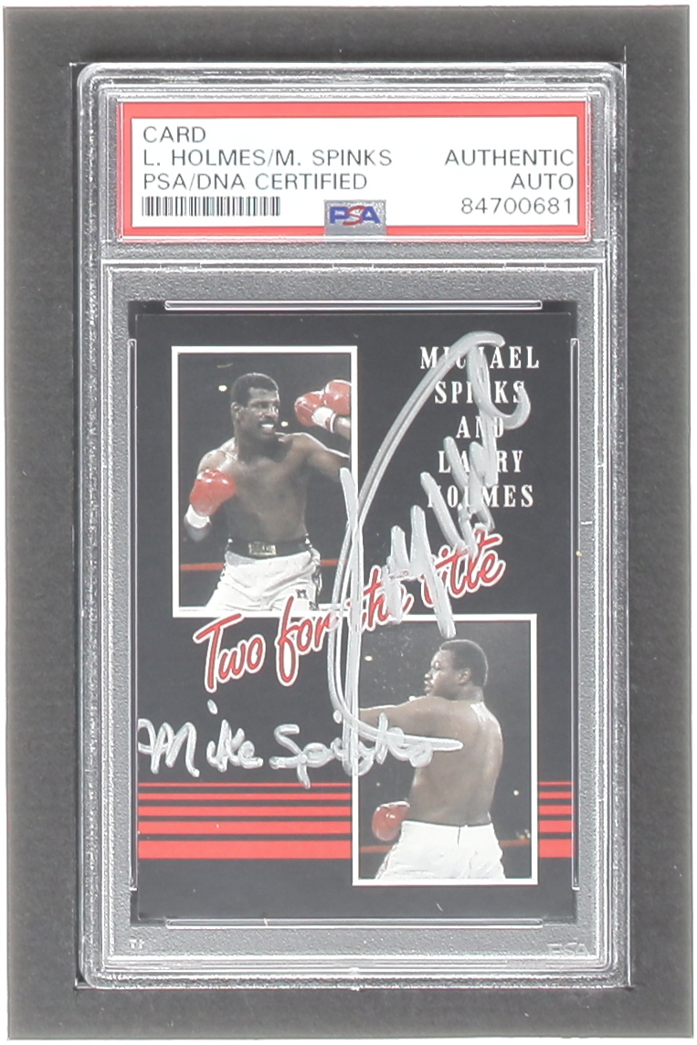 Larry Holmes & Michael Spinks Signed Custom Trading Card (PSA ...