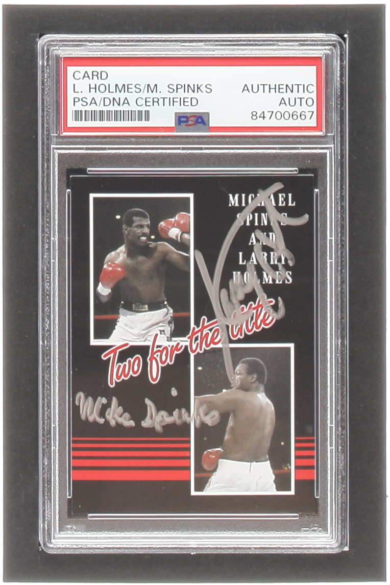 Larry Holmes & Michael Spinks Signed Custom Trading Card (PSA ...