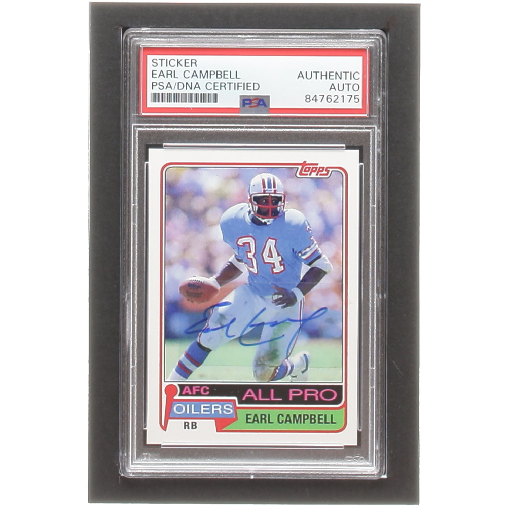 Earl Campbell Signed Sticker On 1981 Topps #35 Reprint (PSA) | Pristine ...