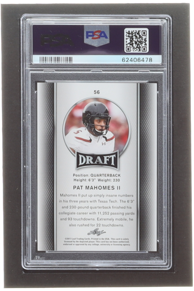 Patrick Mahomes II 2017 Leaf Draft #56 RC (PSA 10) | Pristine Auction