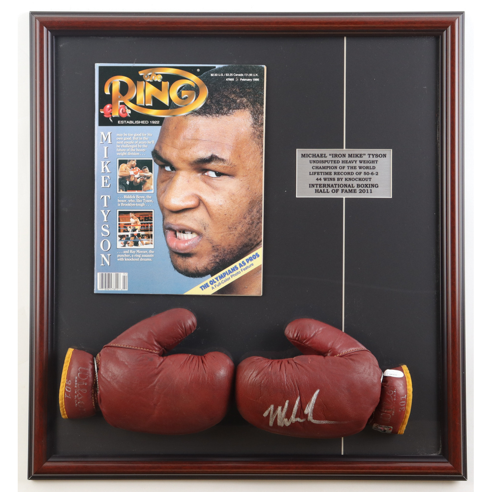 Mike Tyson Signed Custom Framed 1950's Wilson Boxing Glove Display with ...