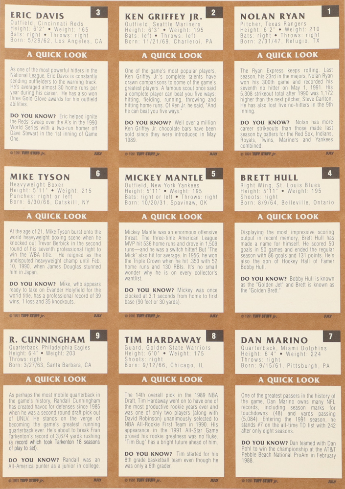 Mike Tyson Signed "Tuff Stuff Jr." Magazine Card Sheet (PSA) | Pristine ...