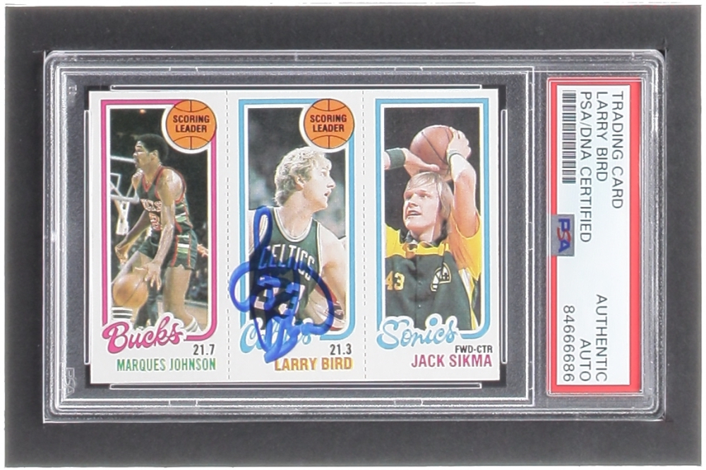 Larry Bird Signed 1980-81 Topps #48 143 Marques Johnson TL / 30 Larry ...