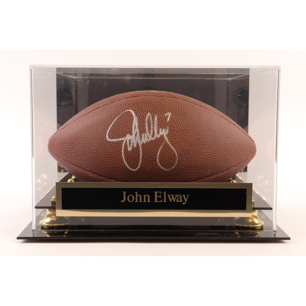 John Elway Signed Football With Display Case (Beckett) | Pristine Auction