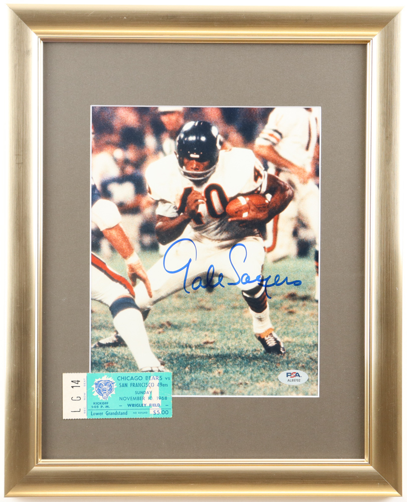 Gale Sayers Signed Bears Custom Framed Plaque Photo Display With 1968 ...