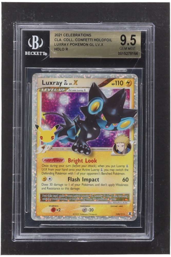 Luxray Pokemon GL LV.X 2021 Pokemon Celebrations Classic Collection Confetti Holofoil #109 Holo ...