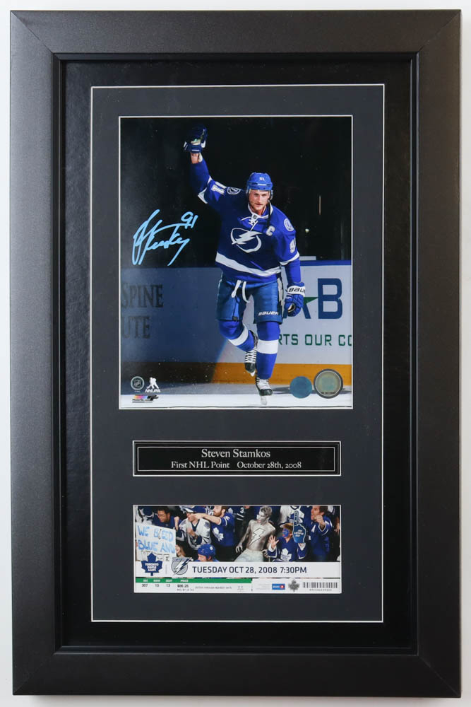 Steven Stamkos Signed Lightning Custom Framed Photo with 2008 First NHL Point Game Ticket (AJ's ...