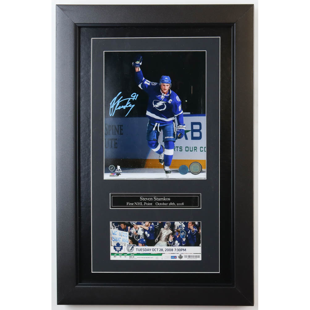 Steven Stamkos Signed Lightning Custom Framed Photo with 2008 First NHL ...