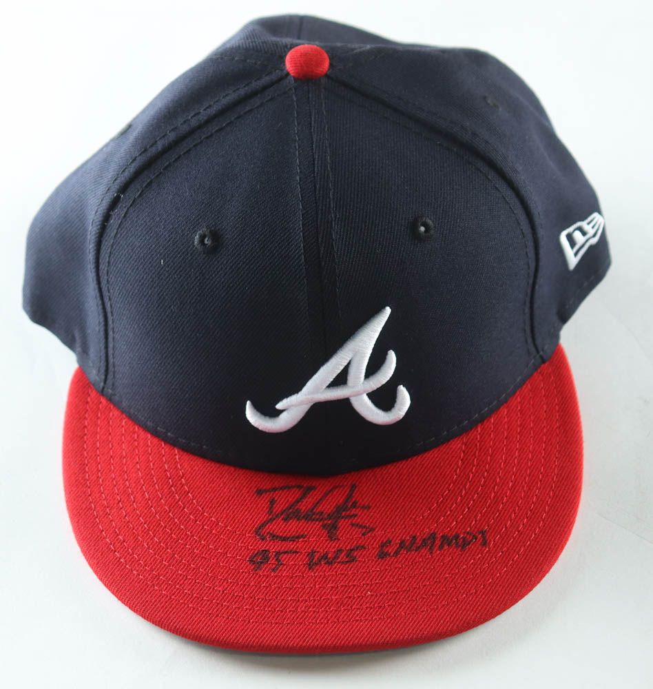 David Justice Signed Braves New Era Fitted Baseball Hat Inscribed "95 ...