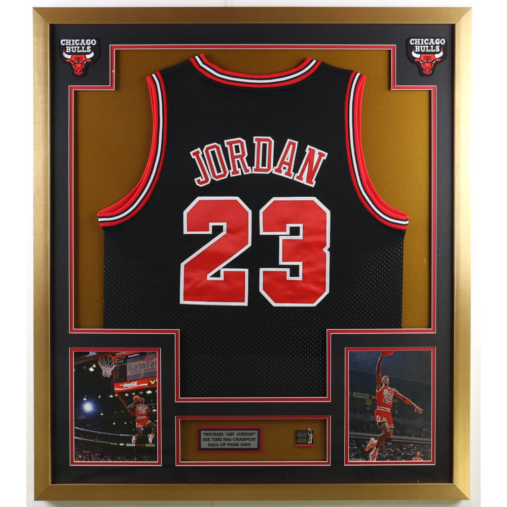 Michael Jordan Custom Framed Jersey Display with Scoring Champ Pin ...