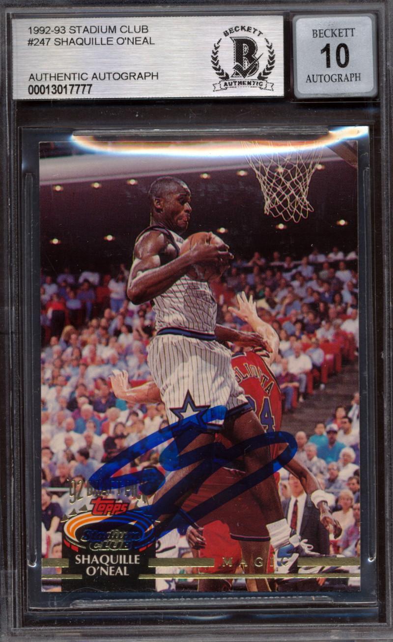Shaquille O'Neal Signed 1992-93 Stadium Club #247 RC (BAS) | Pristine ...