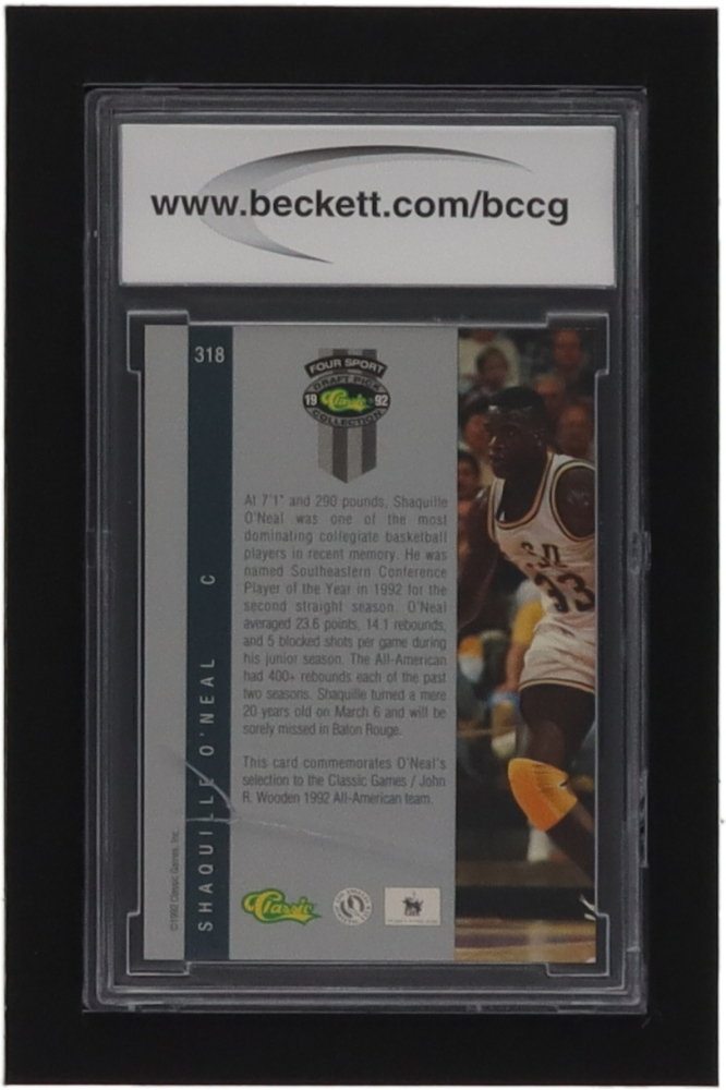 Shaquille O'Neal 1992 Classic Four Sport #318A JWA RC (BCCG 10 ...