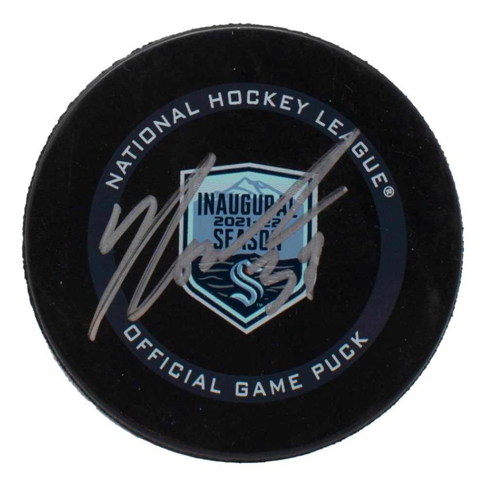 Yanni Gourde Signed Kraken 2021-22 NHL Inaugural Season Hockey Puck ...