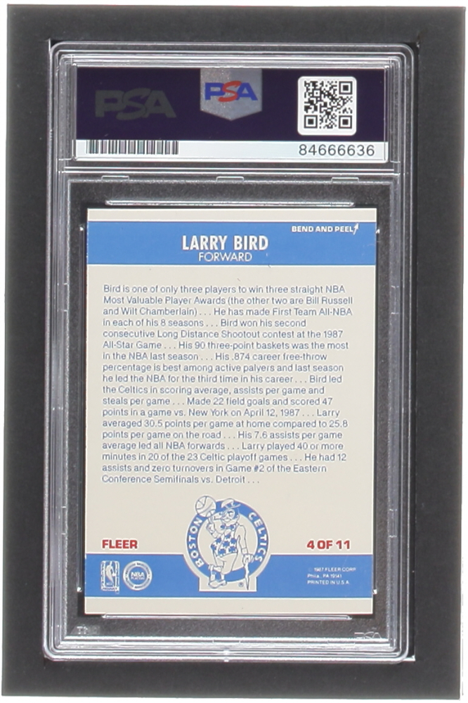 Larry Bird Signed 1987-88 Fleer Stickers #4 (PSA) | Pristine Auction