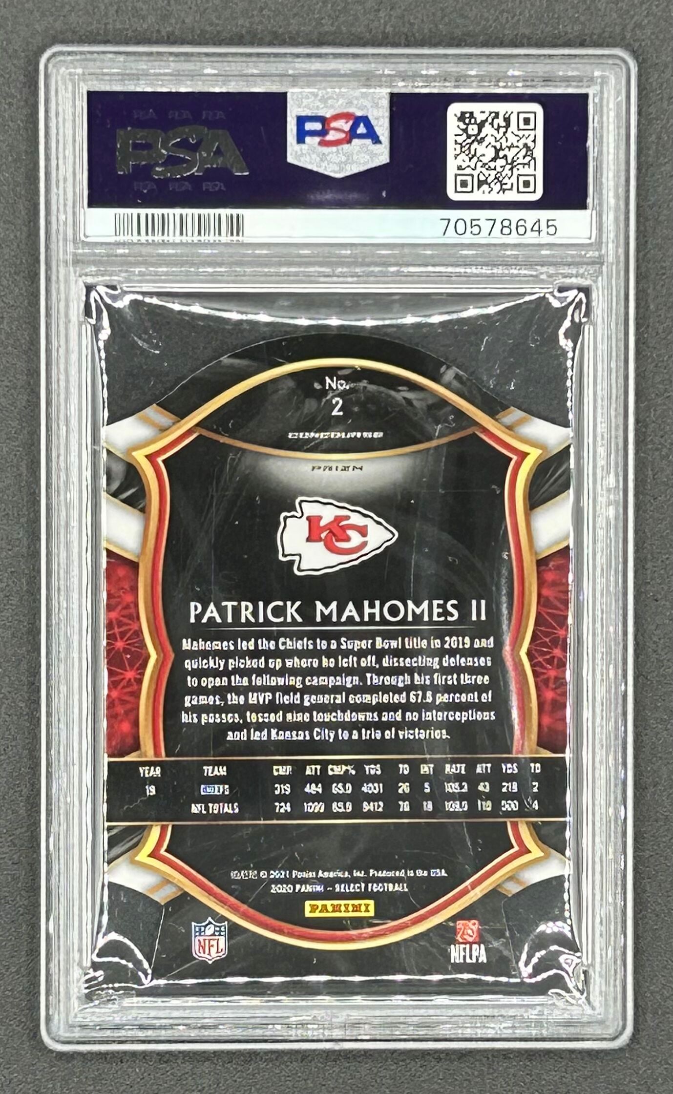 Patrick Mahomes II 2020 Select Prizm Maroon Die Cut #2 (PSA 9 ...