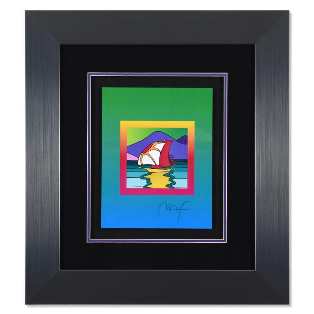 Peter Max Signed "Sailboat East on Blends Ver II" LE Custom Framed ...