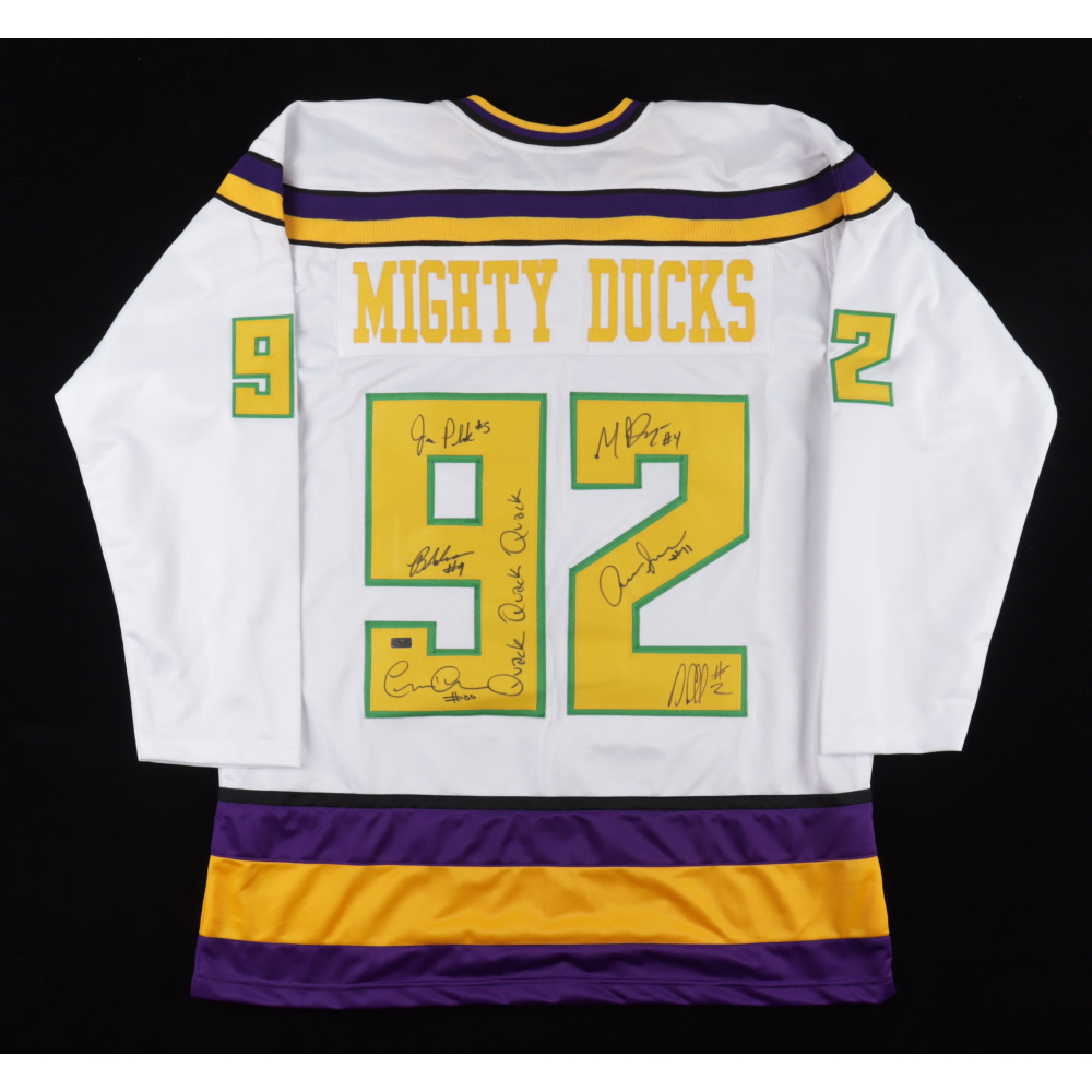 "The Mighty Ducks" Jersey Signed by (6) with Garette Henson, Matt ...