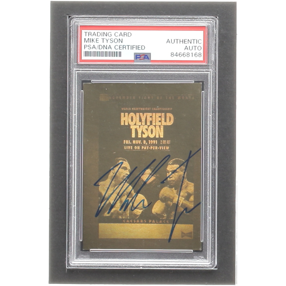Mike Tyson Signed Holyfield & Tyson 1991-92 Kayo Heavyweight Gold Hologram (PSA) | Pristine Auction