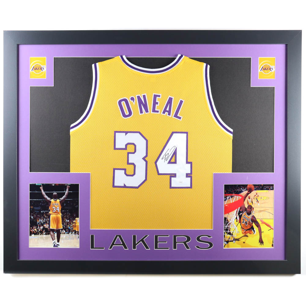 Shaquille O Neal Signed Custom Framed Jersey Display JSA Pristine shaquille-o-neal-signed-custom-framed-jersey-display-jsa-pristine