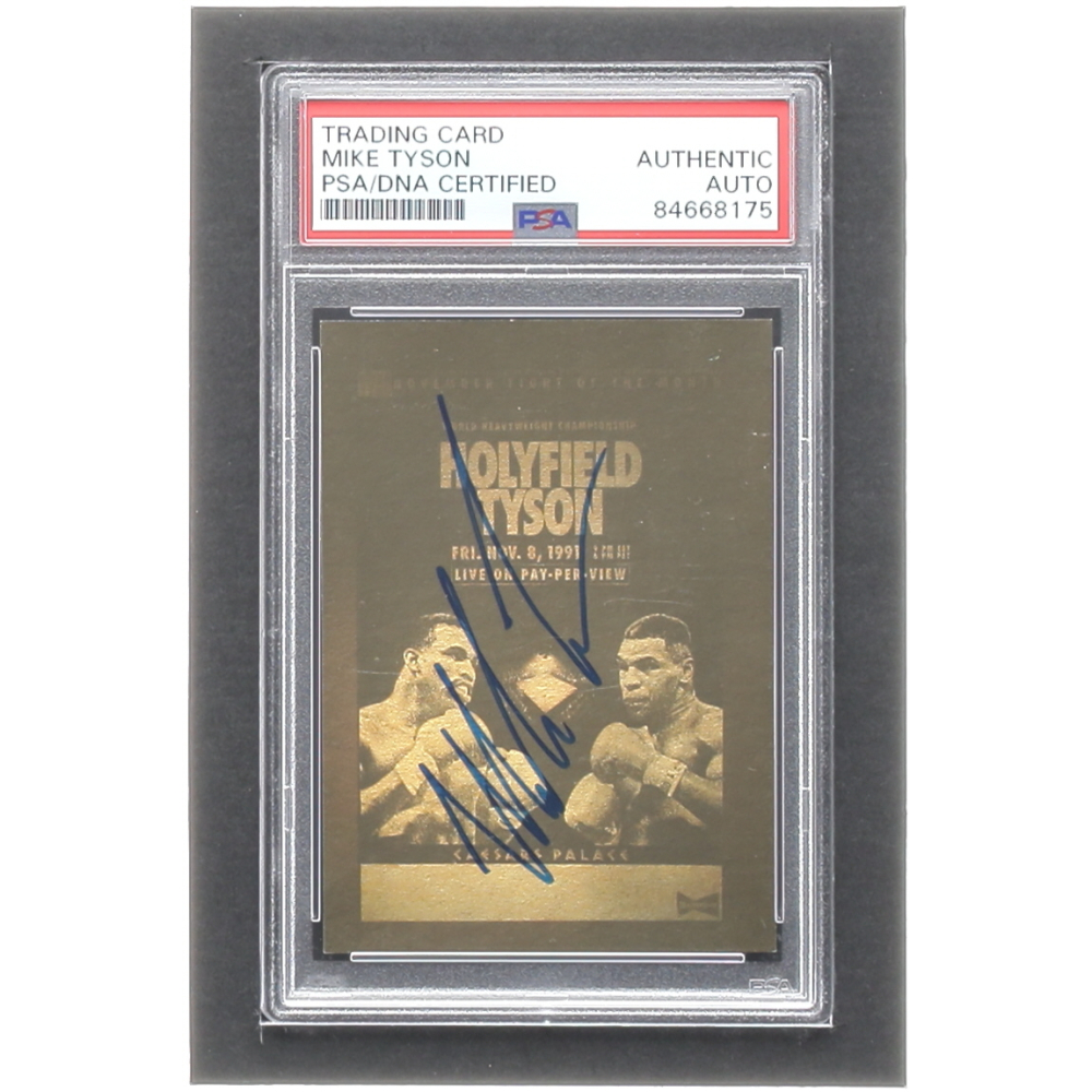 Mike Tyson Signed 1992 Kayo Holograms #10 Holyfield / Tyson (PSA ... Mike Tyson Signed 1992 Kayo Holograms #10 Holyfield / Tyson (PSA ...
