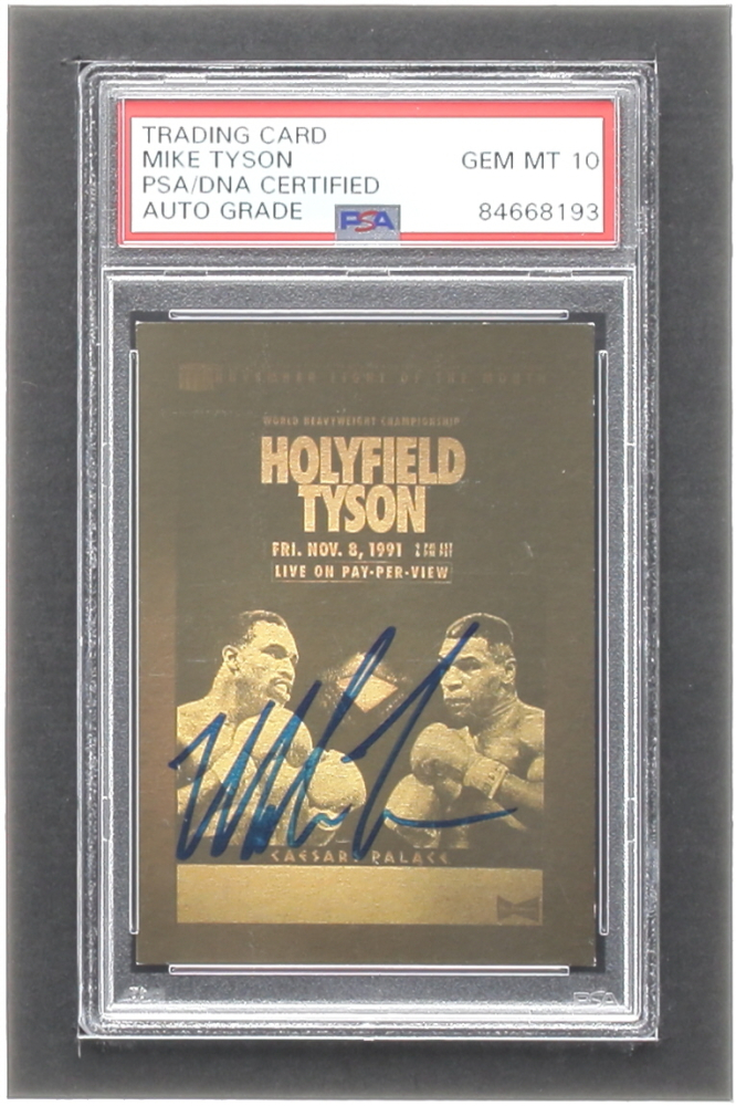 Mike Tyson Signed 1992 Kayo Holograms #10 Holyfield / Tyson (PSA ... Mike Tyson Signed 1992 Kayo Holograms #10 Holyfield / Tyson (PSA ...