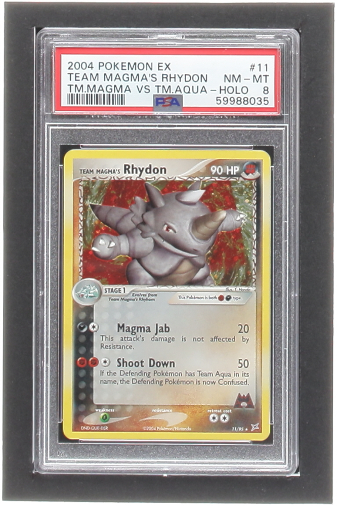 Team Magma's Rhydon Pokemon 2004 EX Team Magma vs Team Aqua #11 Holo (PSA 8) | Pristine Auction