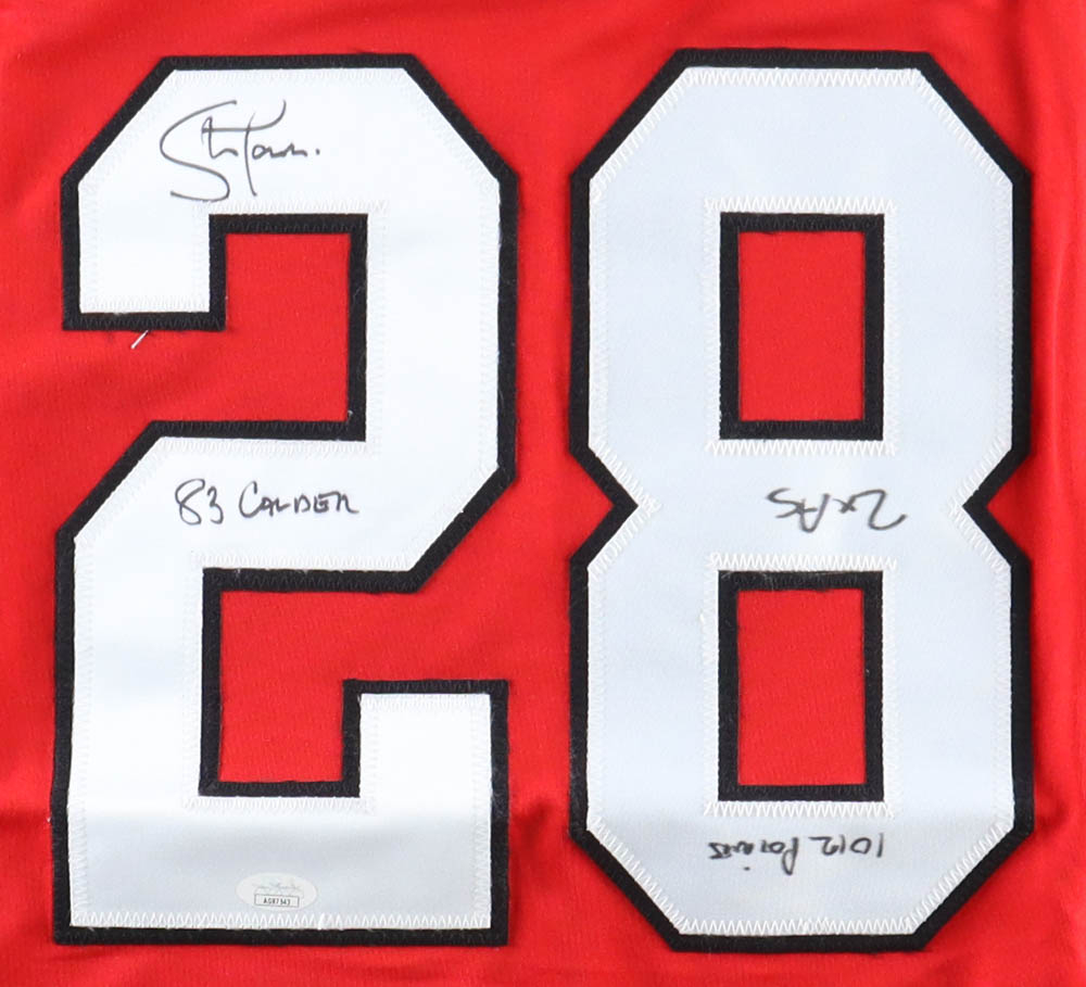 Steve Larmer Signed Jersey Inscribed "83 Calder" & "1012 Points ...