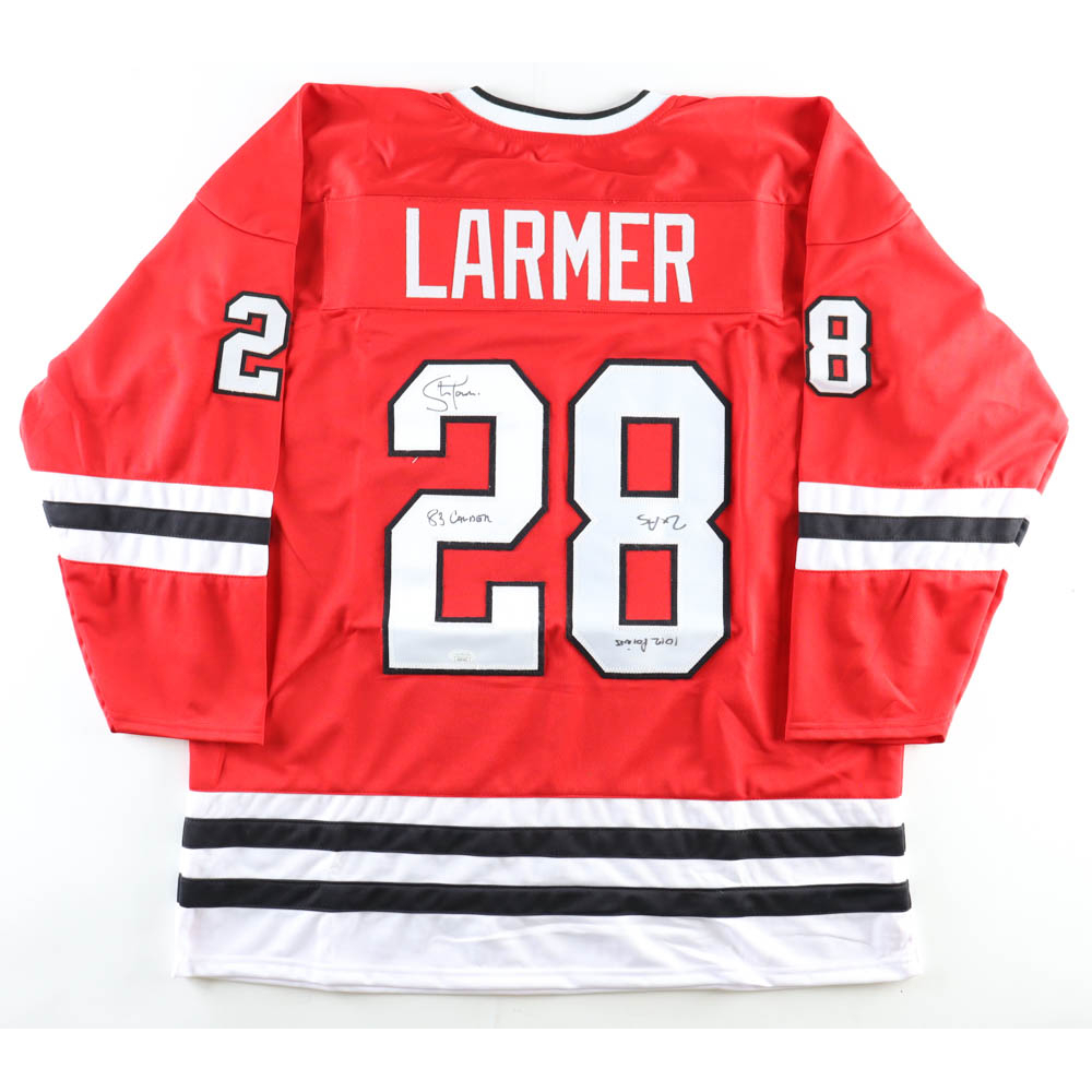 Steve Larmer Signed Jersey Inscribed "83 Calder" & "1012 Points ...