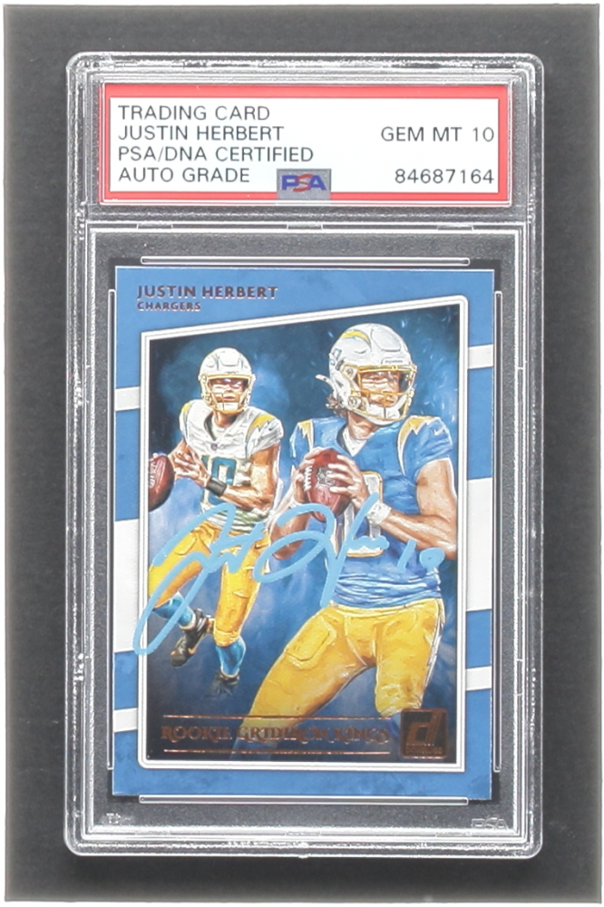 Justin Herbert Signed 2020 Donruss Rookie Gridiron Kings #3 RC (PSA ...