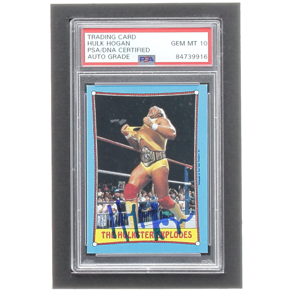 Hulk Hogan Signed 1987 Topps WWF #26 The Hulkster Explodes RA (PSA ...