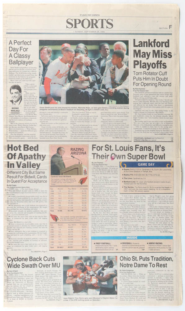 Ozzie Smith Signed 1996 "Ozzie's Day" Newspaper (PSA) | Pristine Auction
