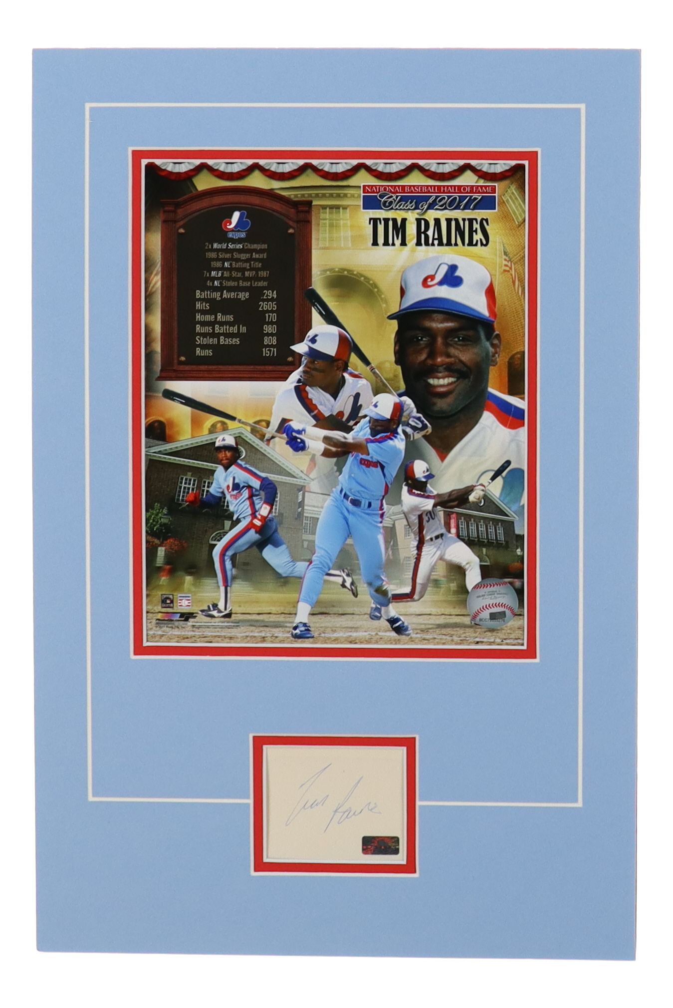 Tim Raines Signed 12x18 Custom Matted Cut Display (Palm Beach ...