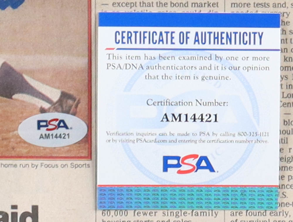 Hank Aaron Signed 1994 "USA Today" Newspaper (PSA) | Pristine Auction