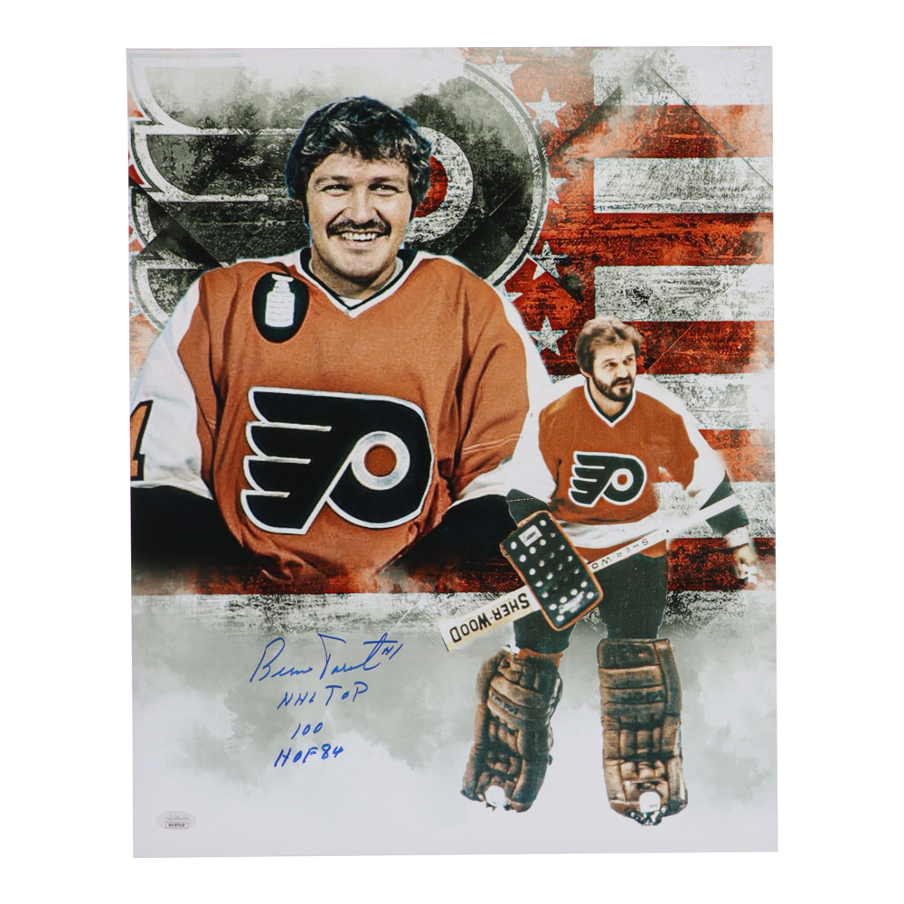 Bernie Parent Signed Flyers 16x20 Photo Inscribed "NHL TOP 100" & "HOF ...