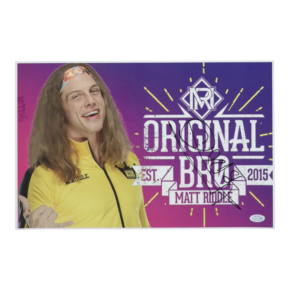 Matthew Riddle Signed WWE 11x17 Photo Inscribed "Bro" with Hand-Drawn ...