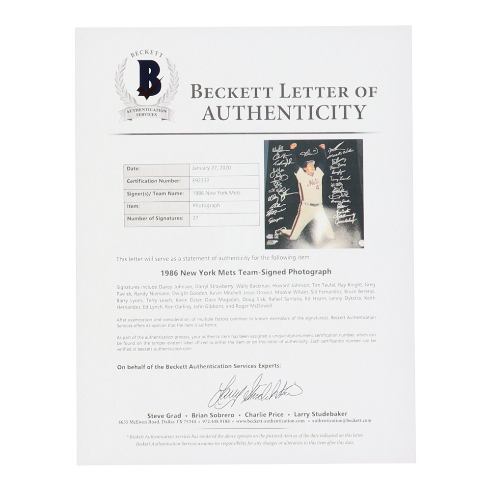 1986 Mets 16x20 Photo Team-Signed by (27) with Davey Johnson, Darryl ...